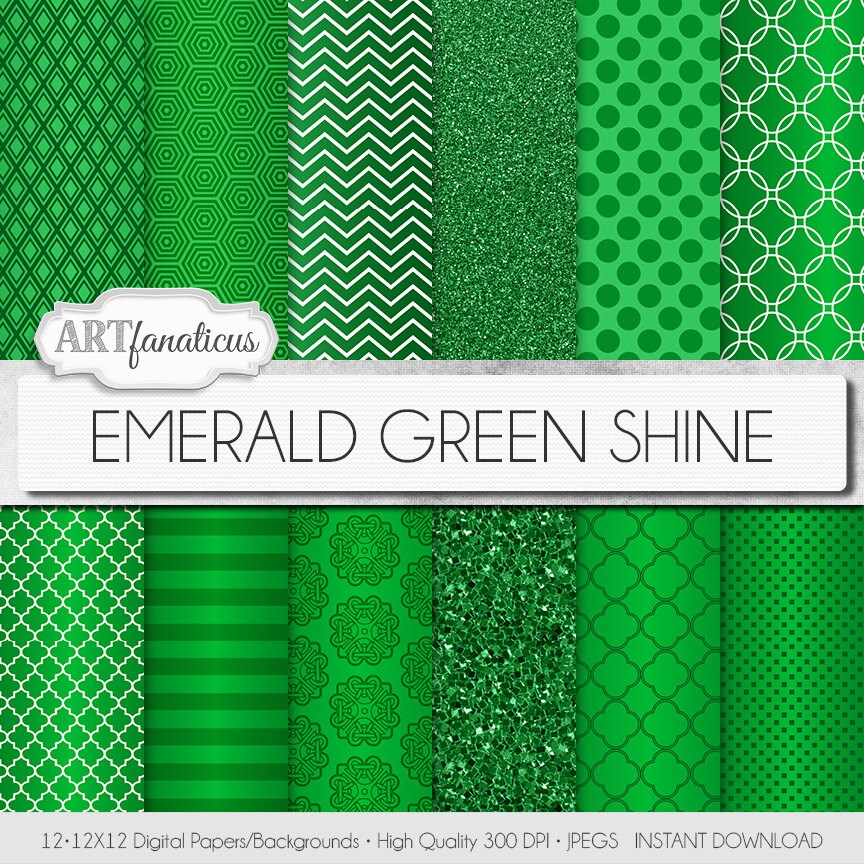 Green Digital Papers "emerald GREEN Shine" Background, Emerald, Glitter ...
