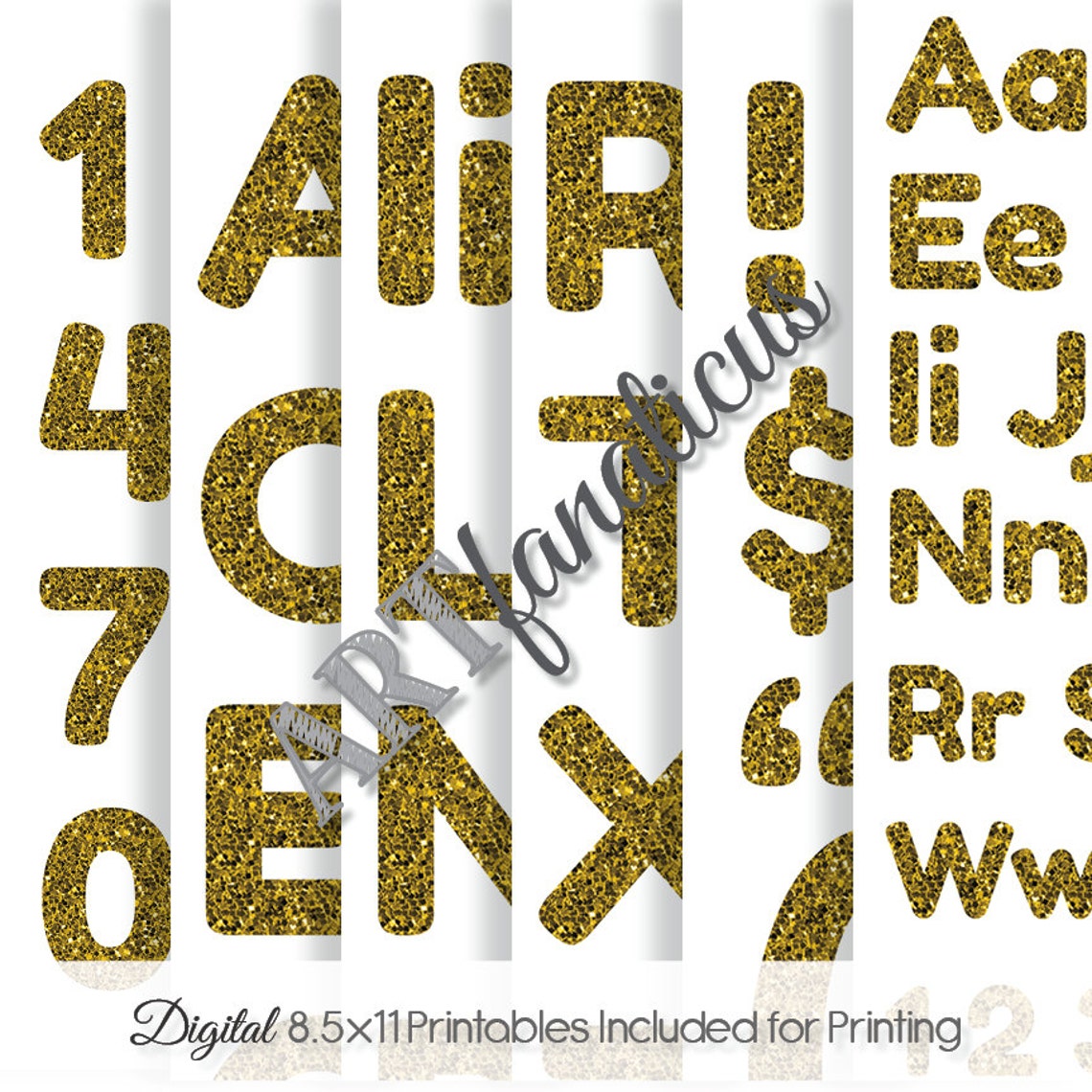 Gold Glitter Clip Arts "gold GLITTER Alpha" 52 Alphabet Uppercase ...
