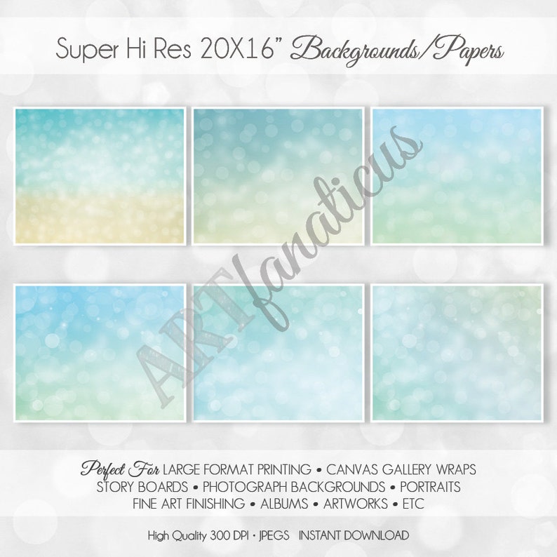 20x16 Bokeh Digital Papers sea GREEN Bokeh Bokeh Overlay, Blue,green ...