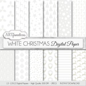 White Christmas Digital Papers Background "white Christmas" With Snow ...