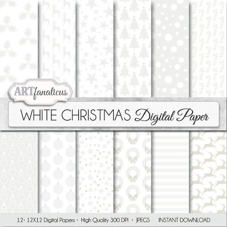White Christmas Digital Papers Background "white Christmas" With Snow ...