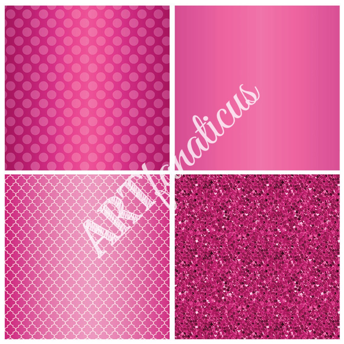 Valentines Day Papers, Pink Glitter Papers, "fuschia Shine" Digital ...