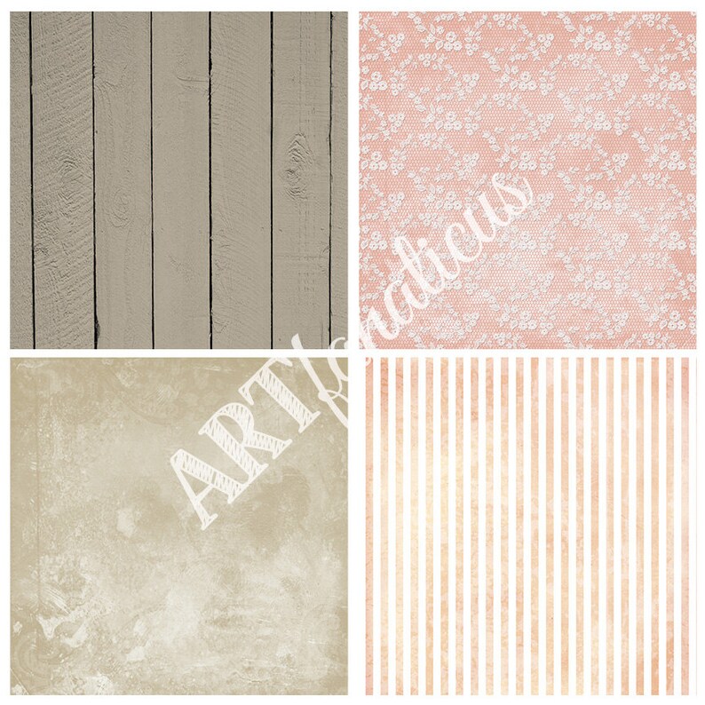 Wedding Digital Papers "shabby CHIC Wedding" Rustic, Pink, White, Mint ...