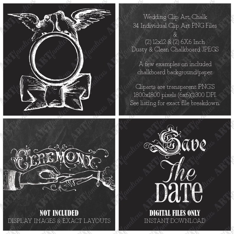 Wedding Chalkboard Cliparts "wedding CHALK Clipart" Chalkboard Graphic ...