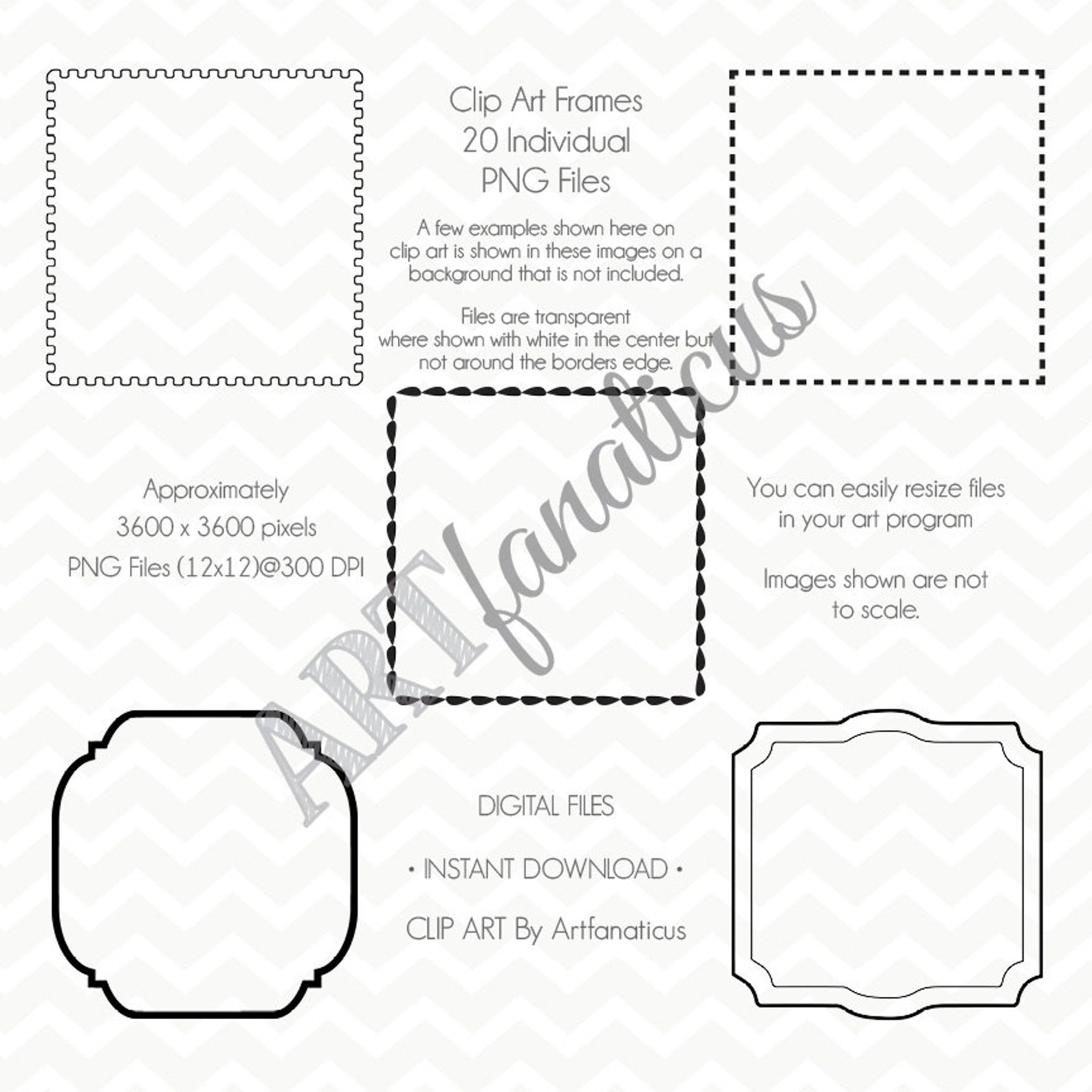 Clipart "black SQUARE FRAMES Clipart" 20 Frames/labels, Overlays, Belly ...