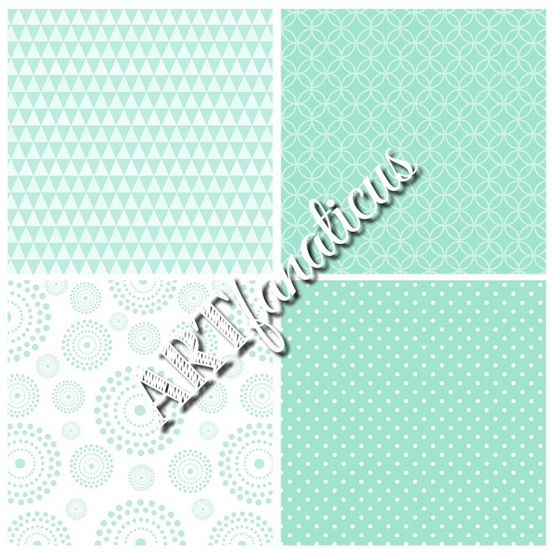 16 Mint Digital Papers "mint" Color Backgrounds With Chevron, Polkadots ...