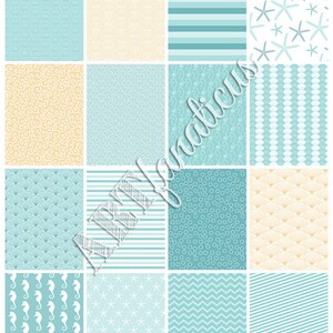 Beach Digital Papers aqua SEA PATTERNS 8.5x11 Shells, Seahorse, Waves ...