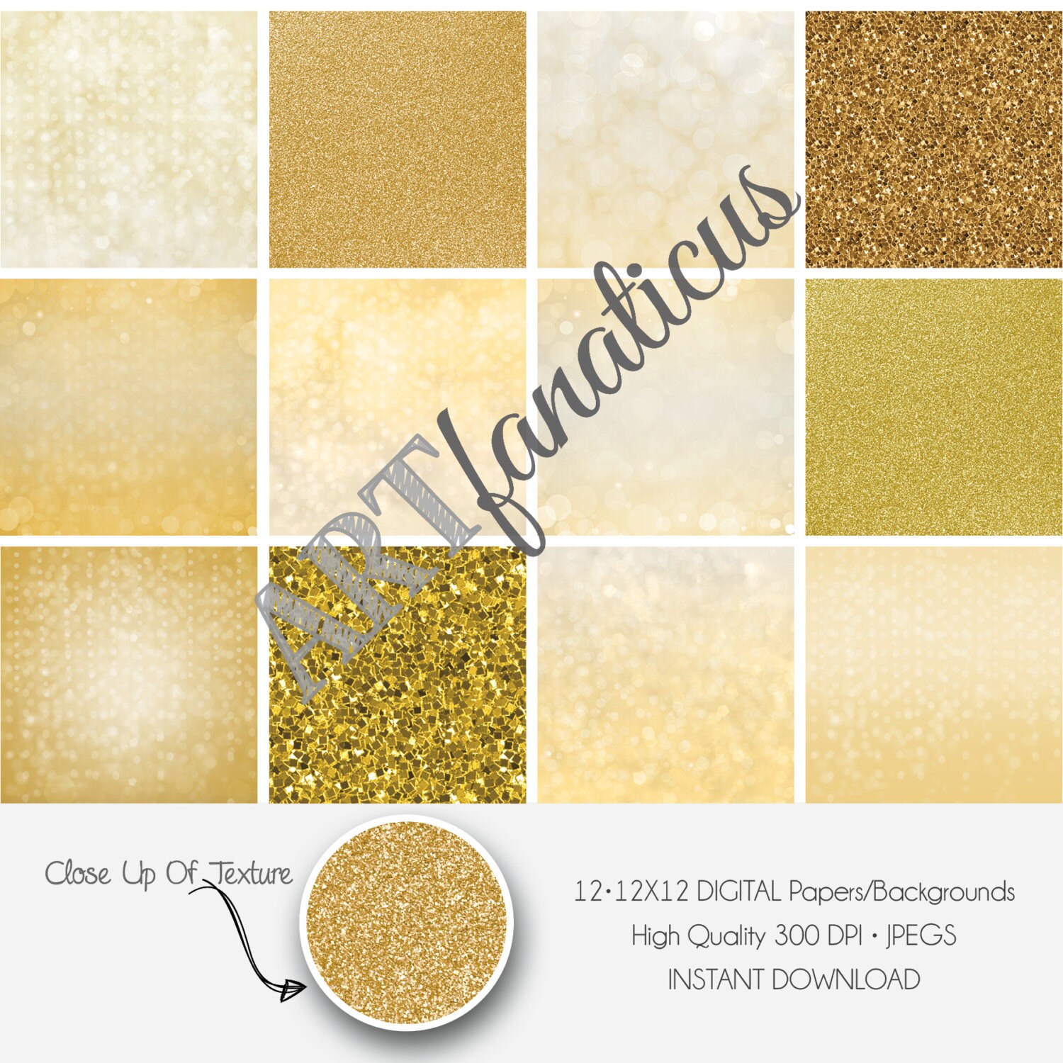 GOLD BOKEH & GLITTER Gold Digital Papers With Gold Glitter | Etsy