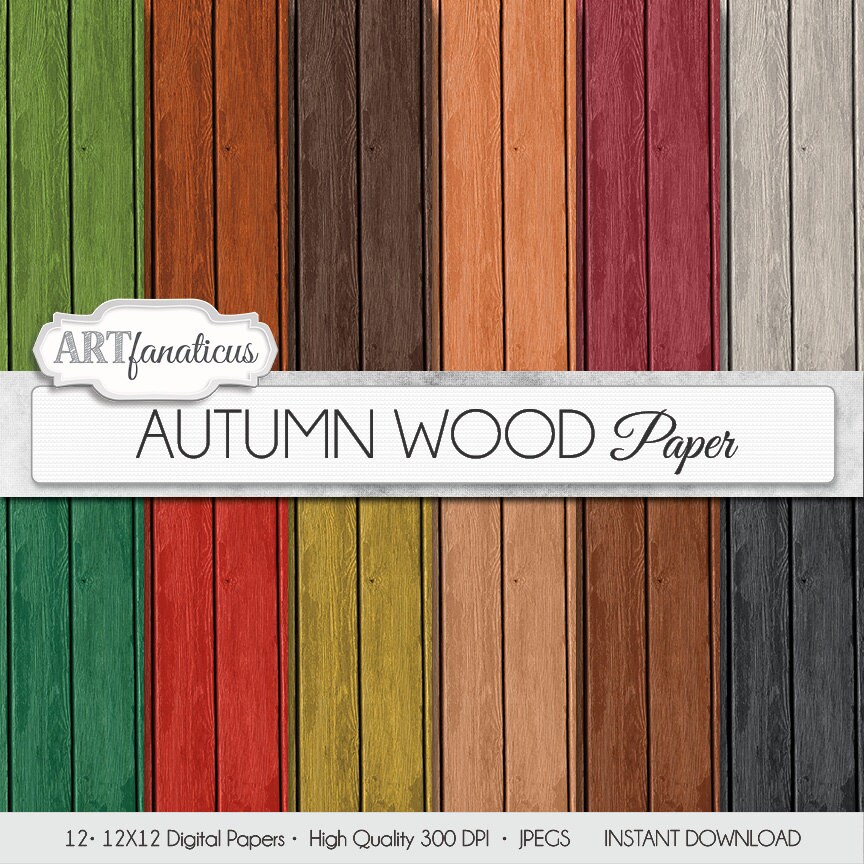 Autumn Wood Papers "autumn Wood" Handmade Fall Colored Wood Texture ...