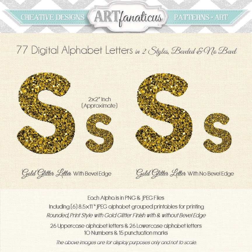 Gold Glitter Clip Arts "gold GLITTER Alpha" 52 Alphabet Uppercase ...