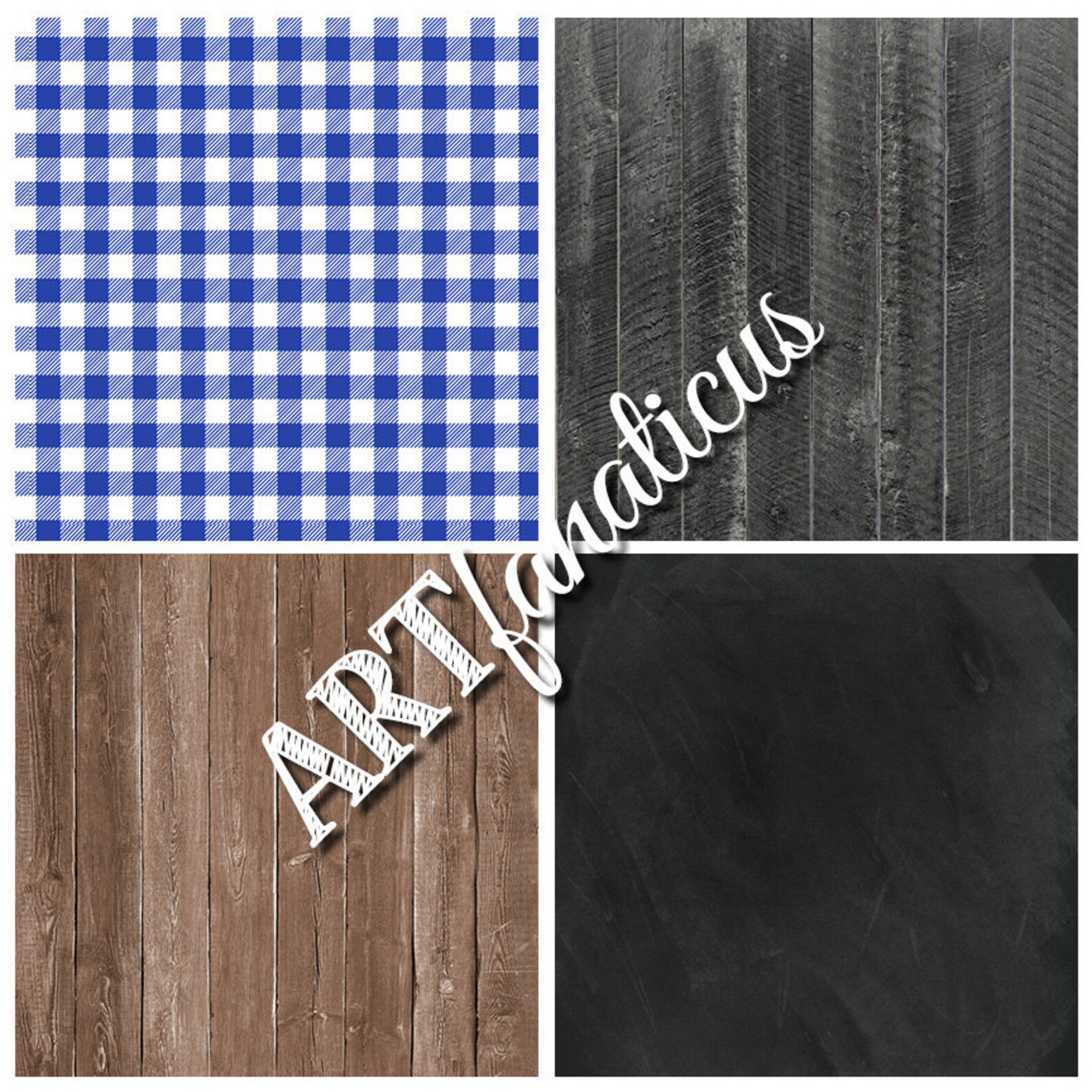 Gingham Digital Papers "picnic Gingham" Reds, Blues, Black, White ...