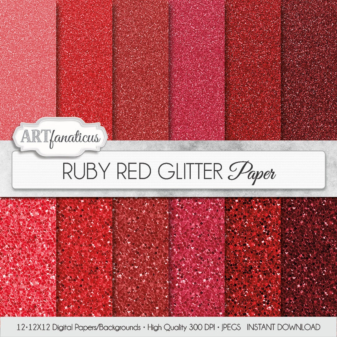 Glitter Digital Papers "ruby RED Glitter" Shimmering Glitter Papers ...