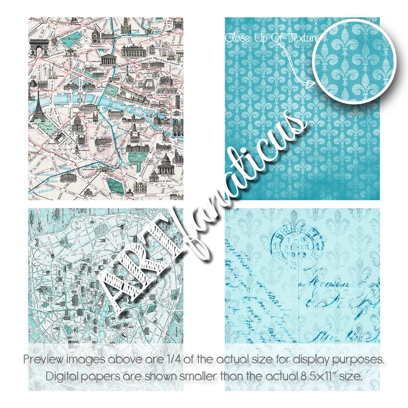 Paris Maps 8.5x11 Digital Papers, "antique PARIS Maps" Paris Map ...