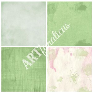 Watercolor Digital Papers "pink & Green Watercolor" Watercolour ...