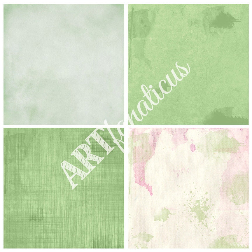 Watercolor Digital Papers pink & Green Watercolor Watercolour, Painted ...