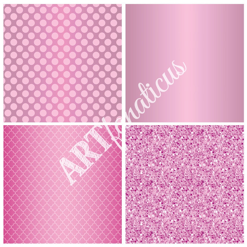 Pink Metallic Digital Papers pink Shine Pink - Etsy