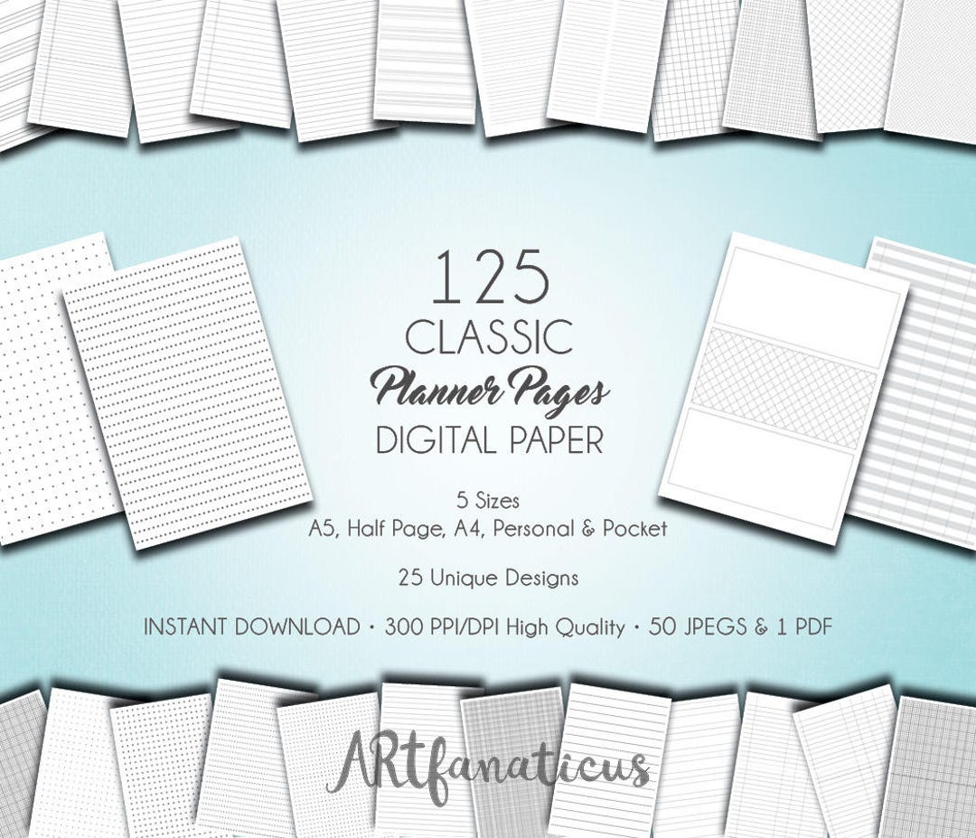 Digital Planner Paper "classic PLANNER Pages" Digital Agenda Pages ...
