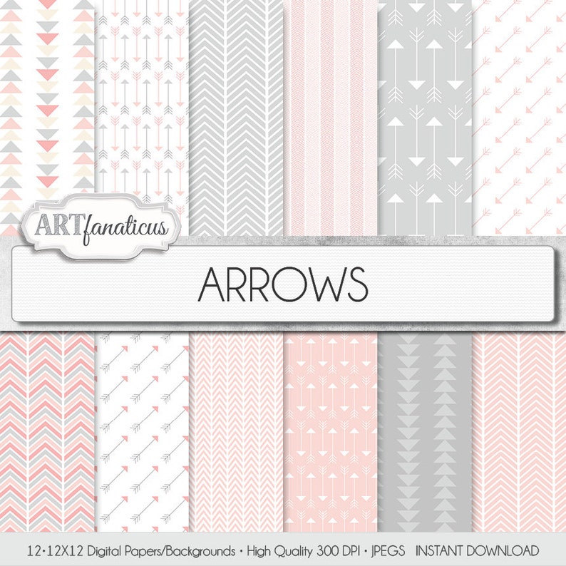Arrows Digital Papers: "arrows", Chevron Patterns, Triangles, Geometric ...