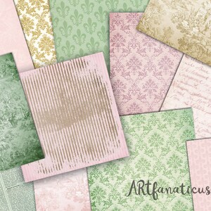 Lovers in Spring Digital Papers,"romantic Spring" Pale Pink, Sage Green ...