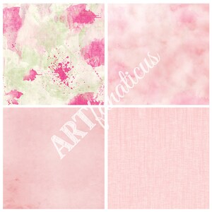Watercolor Digital Papers "pink & Green Watercolor" Watercolour ...