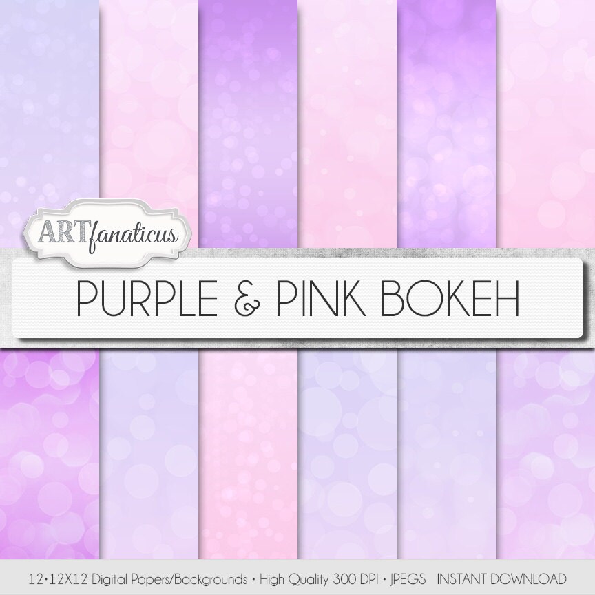 Bokeh Digial Papers "purple & PINK Bokeh" Pink Background Featuring ...