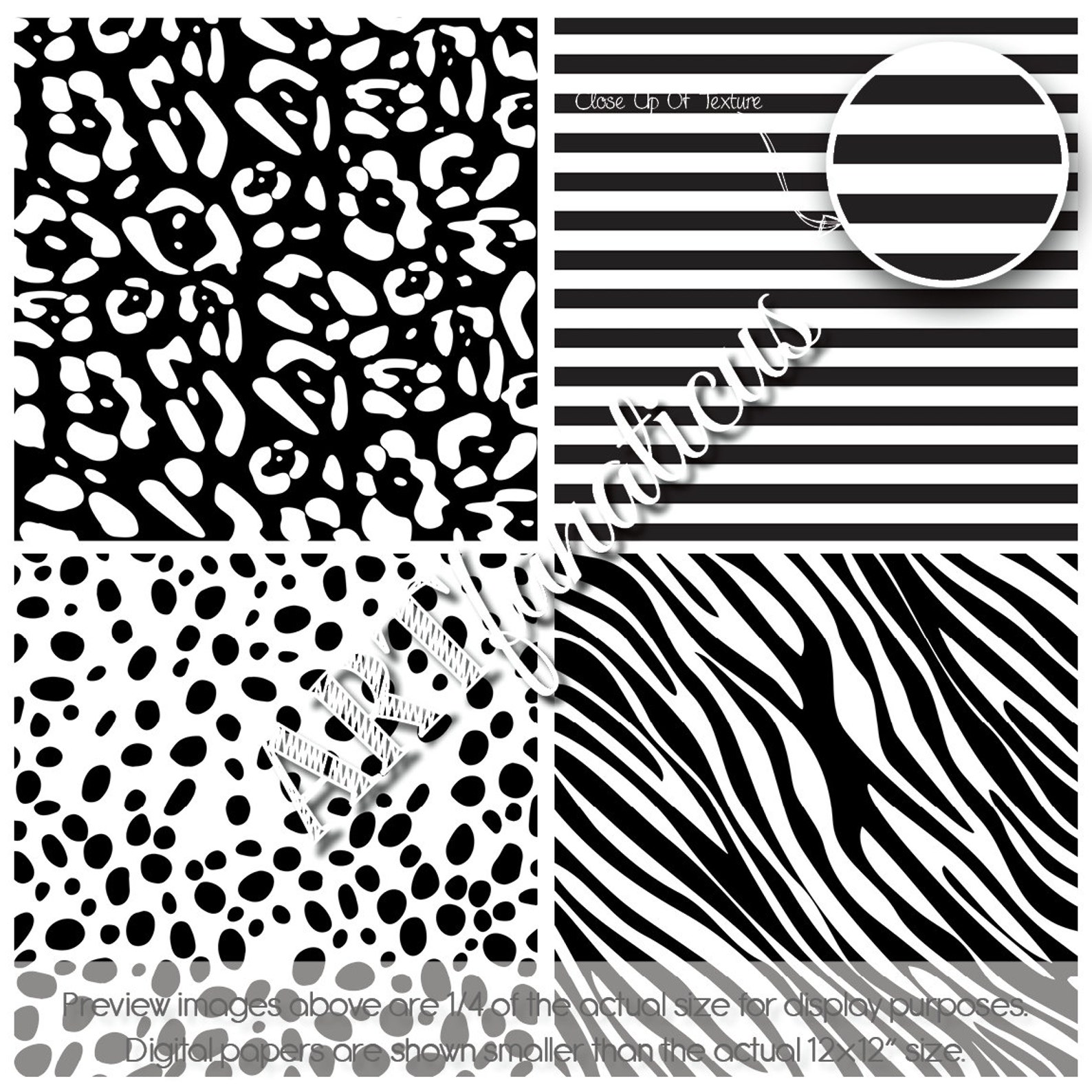 Black & White ANIMAL PRINTS Digital Papers, Animal Pattern, Cowhide ...
