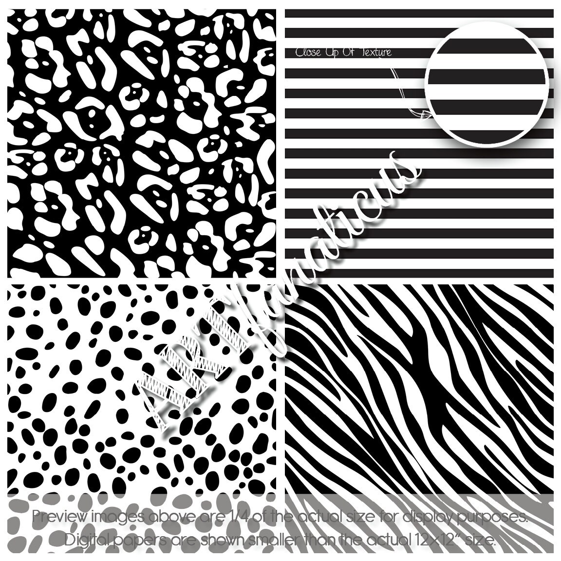 Black & White ANIMAL PRINTS Digital Papers, Animal Pattern, Cowhide ...