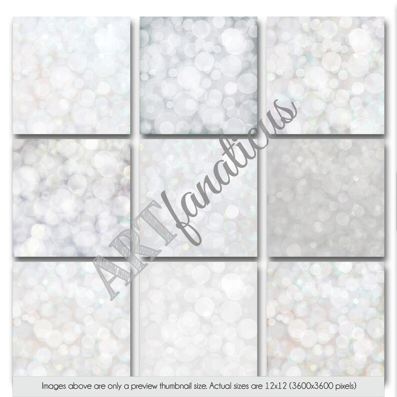 Bokeh Digital Papers "winter WHITE Bokeh" White Digital Backgrounds ...