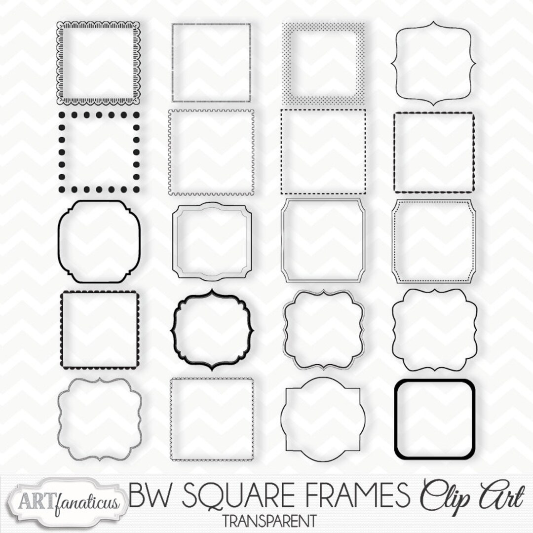 Clipart "black SQUARE FRAMES Clipart" 20 Frames/labels, Overlays, Belly ...