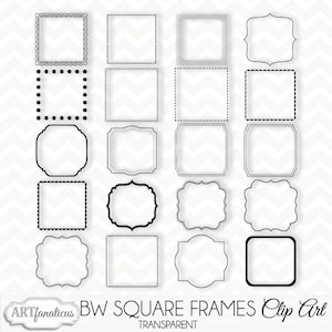 Clipart "black SQUARE FRAMES Clipart" 20 Frames/labels, Overlays, Belly ...