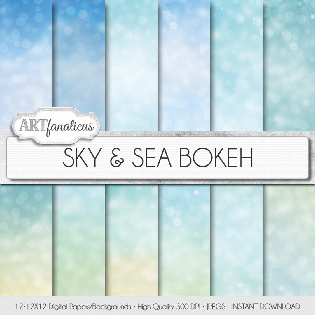 Bokeh Digital Papers " SEA & SKY Bokeh" Bokeh Overlay, Digital ...
