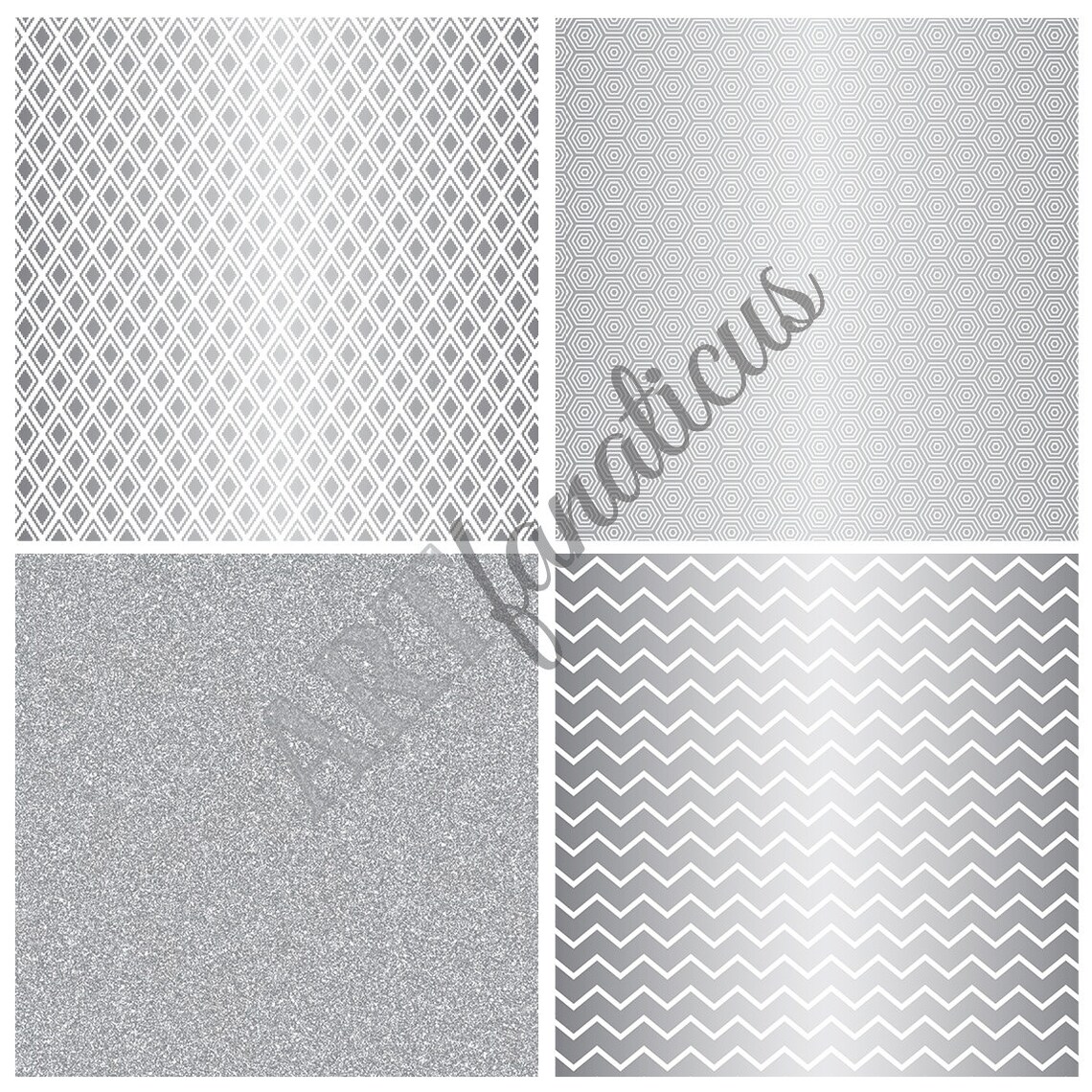 Silver Papers "silver Shine" Digital Paper With Silver Glitter, Silver ...