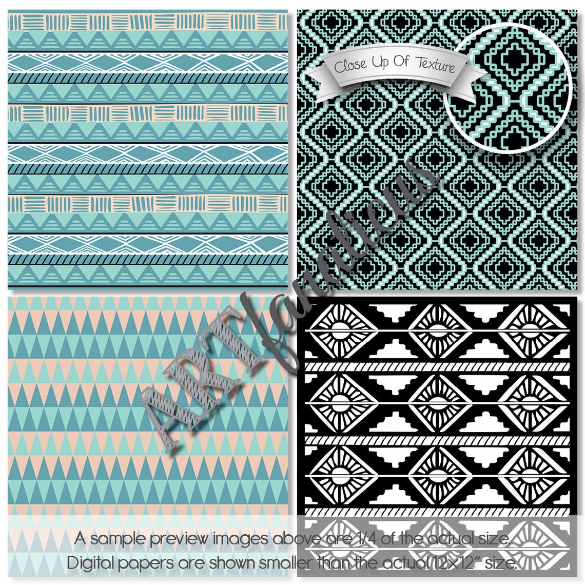 Tribal Digital Paper aztec Digital Paper Tribal Designs in Blue, Beige ...