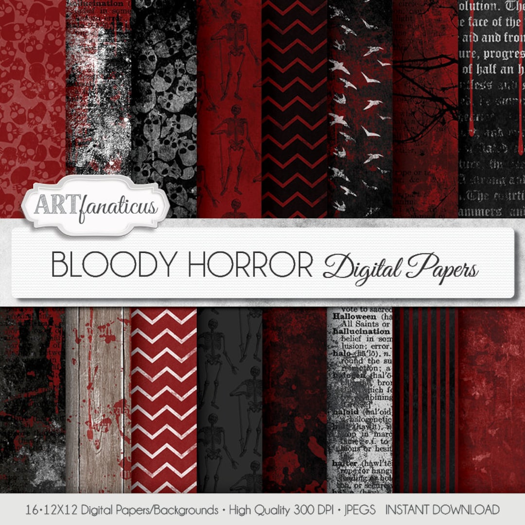 Halloween Horror 12x12 Digital Paper Vintage Halloween Grunge Pattern ...