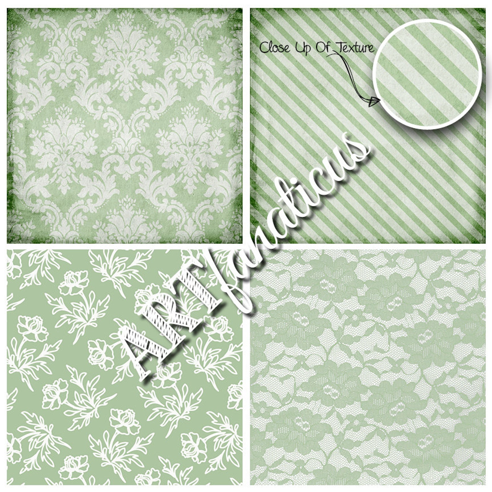 Shabby Green Damask Digital Papers "shabby SAGE Damask" Elegant, Rustic ...