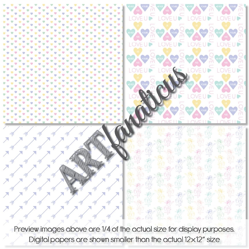 CANDY HEARTS 16, Digital Papers, Candy Hearts, Valentine's Day Candy ...