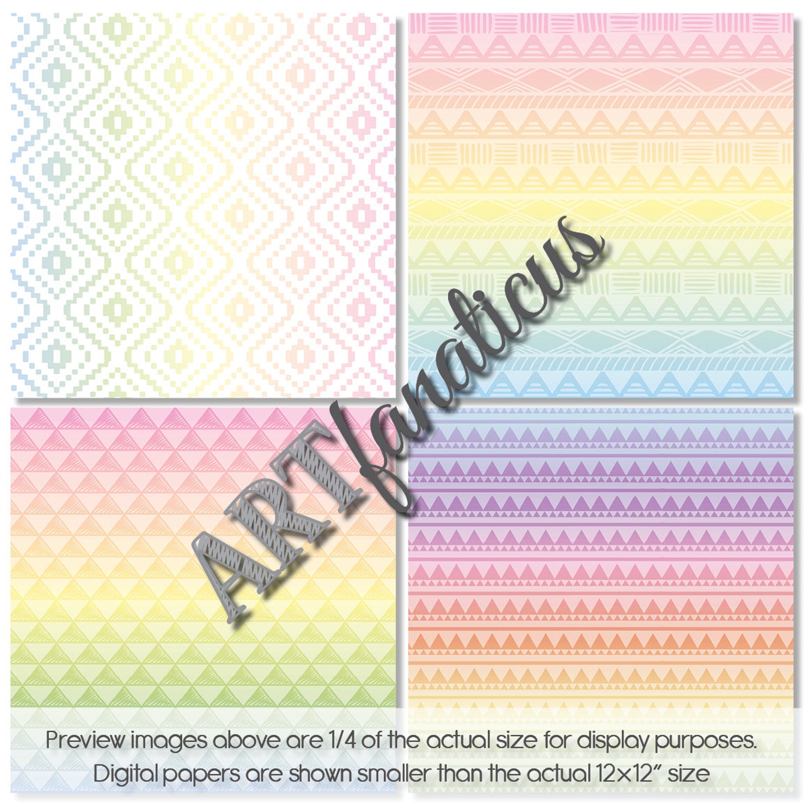Pastel Digital Paper "tribal Pastel" Digital Paper Tribal Patterns in ...