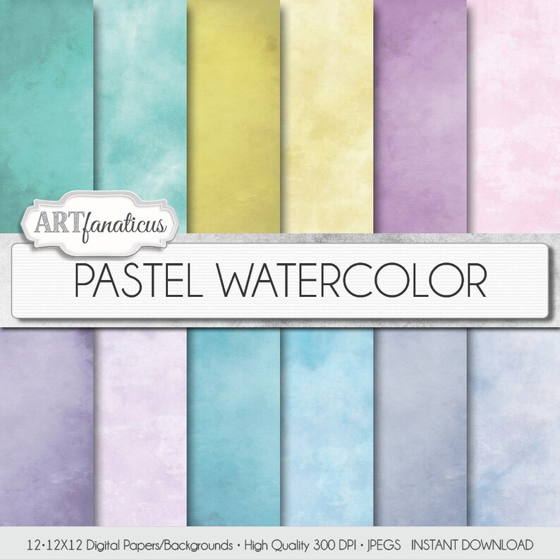 Watercolor Digital Papers "pastel Watercolor" Painted Backgrounds ...