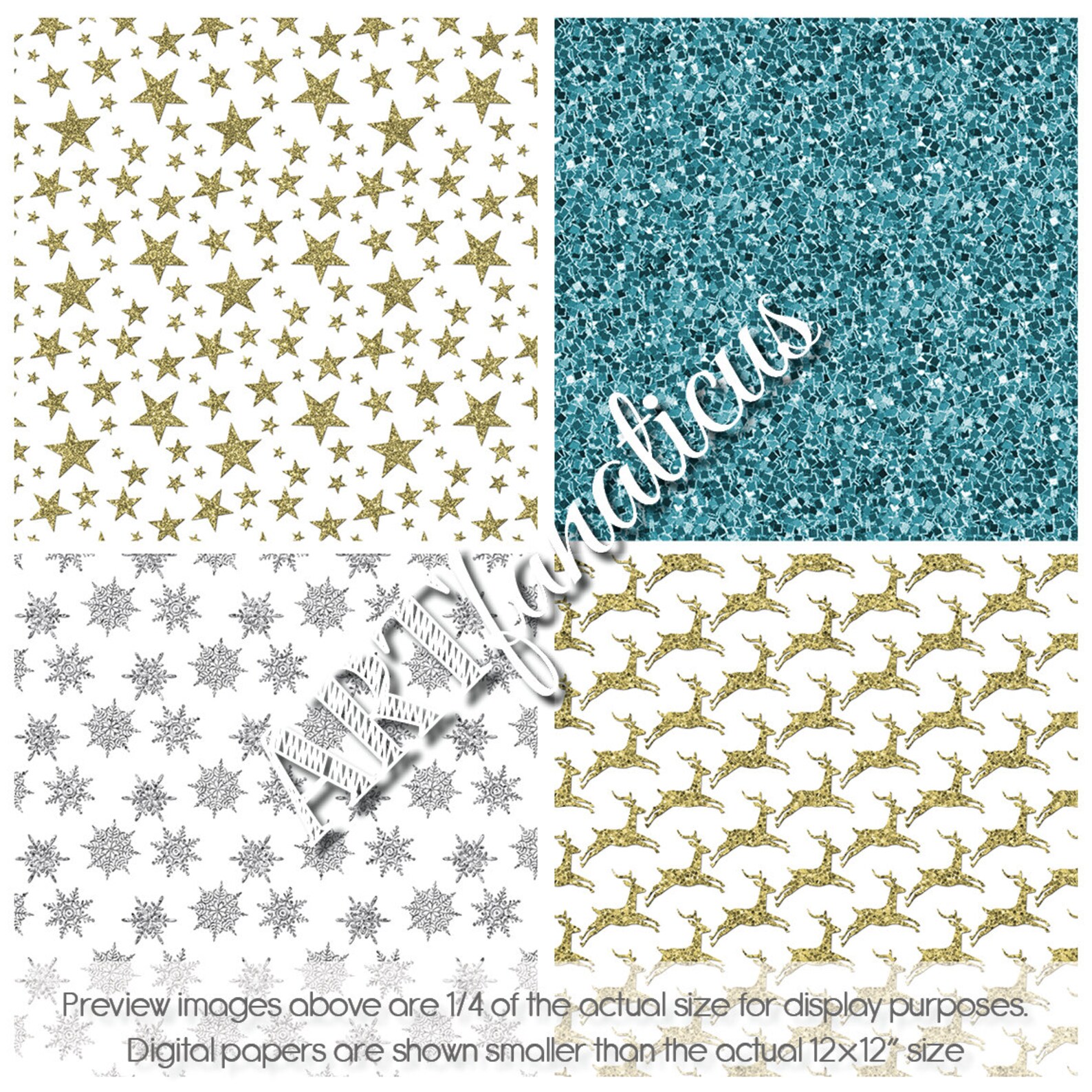 Christmas Glitter Papers "christmas BLING Glitter" Gold Glitter ...