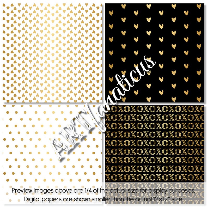 Shimmering Gold Digital Papers "gold HUGS & Kisses" Gold Backgrounds ...