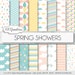 Baby Shower Digital Papers "spring Showers" Pink, Blue, Peach,yellow ...