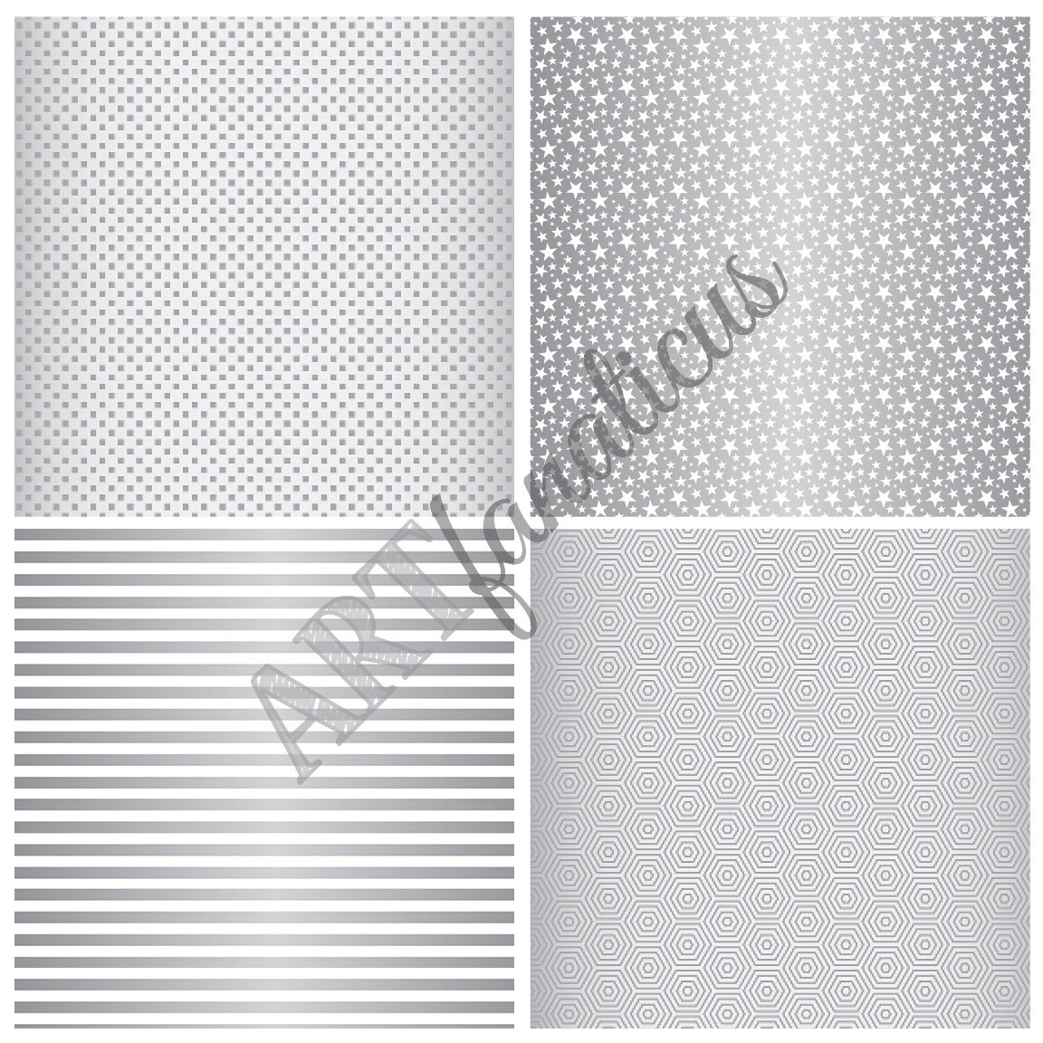 Silver Papers "silver Shine" Digital Paper With Silver Glitter, Silver ...