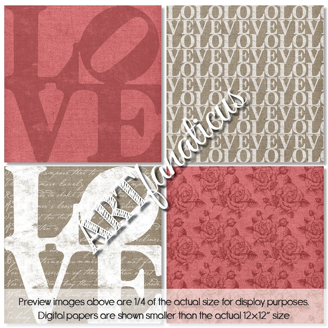 Digital Canvas Papers canvas IN Love Canvas Texture With Hearts, Roses ...