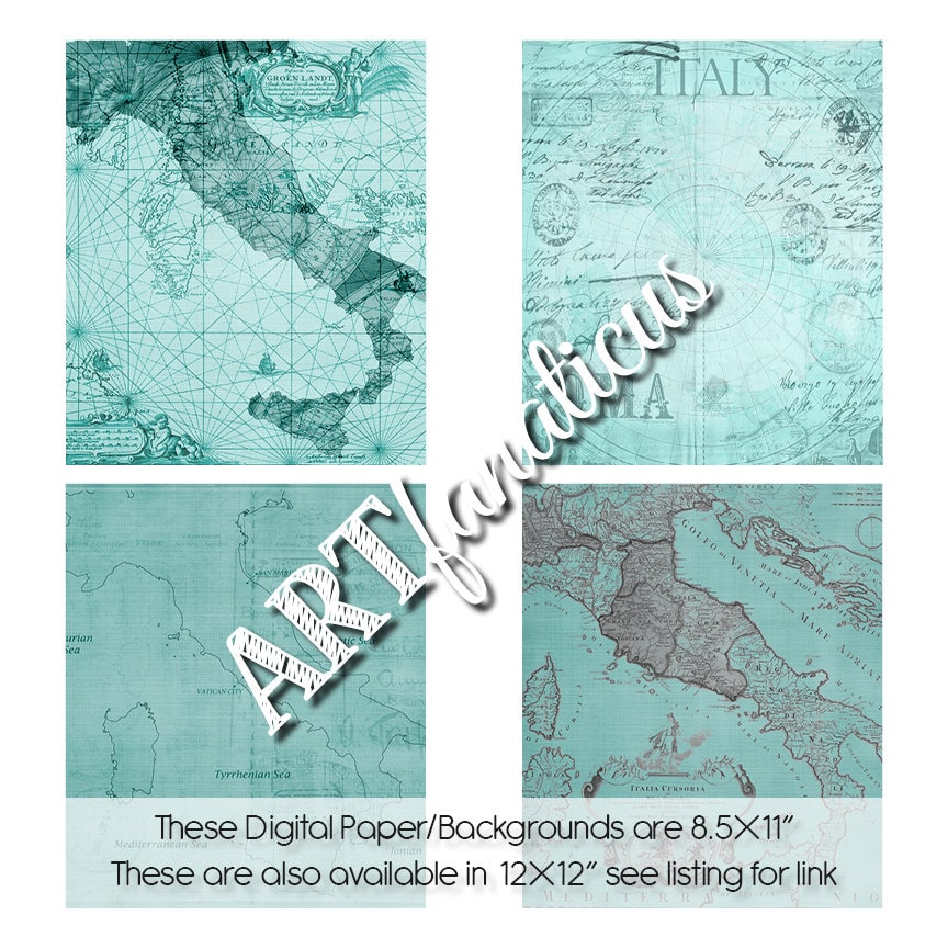 Italy Paper Maps Vintage Italy Background 8.5 X11 Italy Digital Paper ...