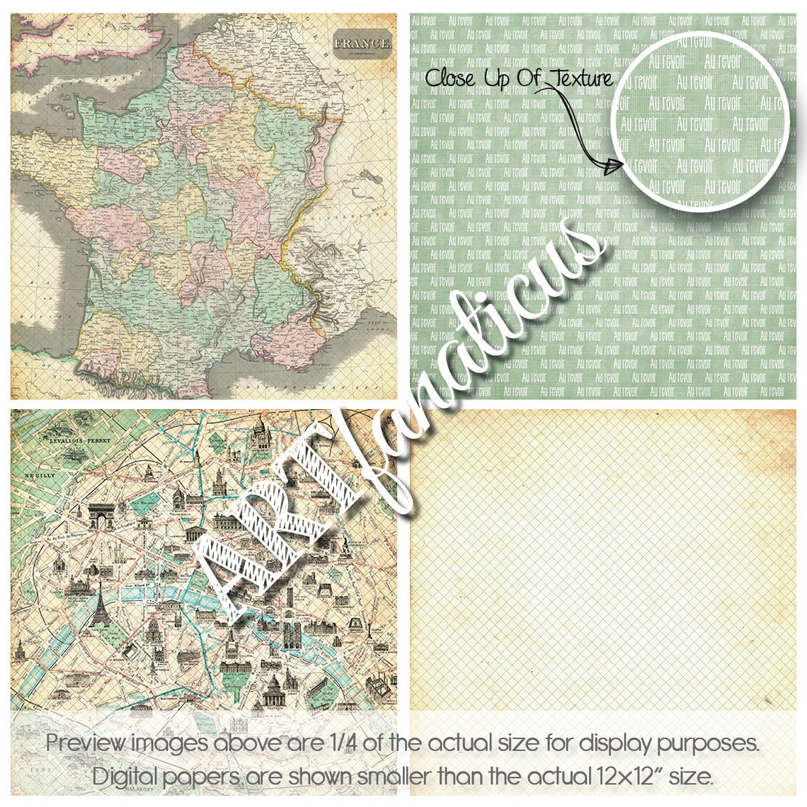 French Vintage Maps Digital Papers, "french VINTAGE Maps" Backgrounds ...