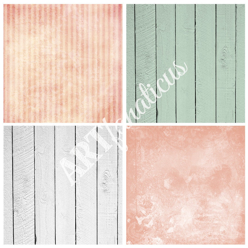Wedding Digital Papers "shabby CHIC Wedding" Rustic, Pink, White, Mint ...