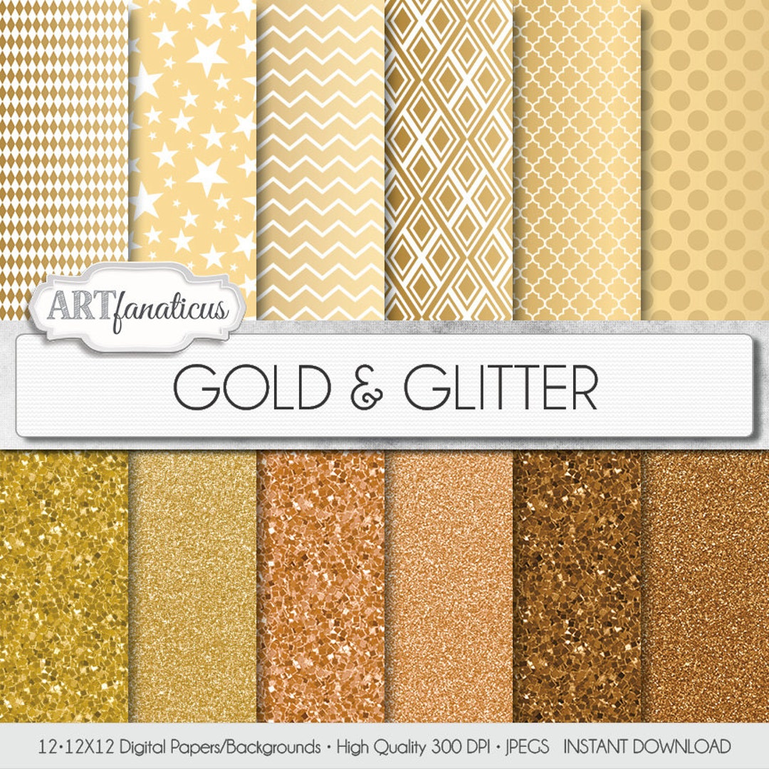 Digital Gold Glitter "gold & Glitter" With Gold Glitter, Gold Stars ...