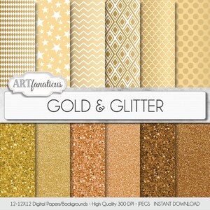 Digital Gold Glitter "gold & Glitter" With Gold Glitter, Gold Stars ...