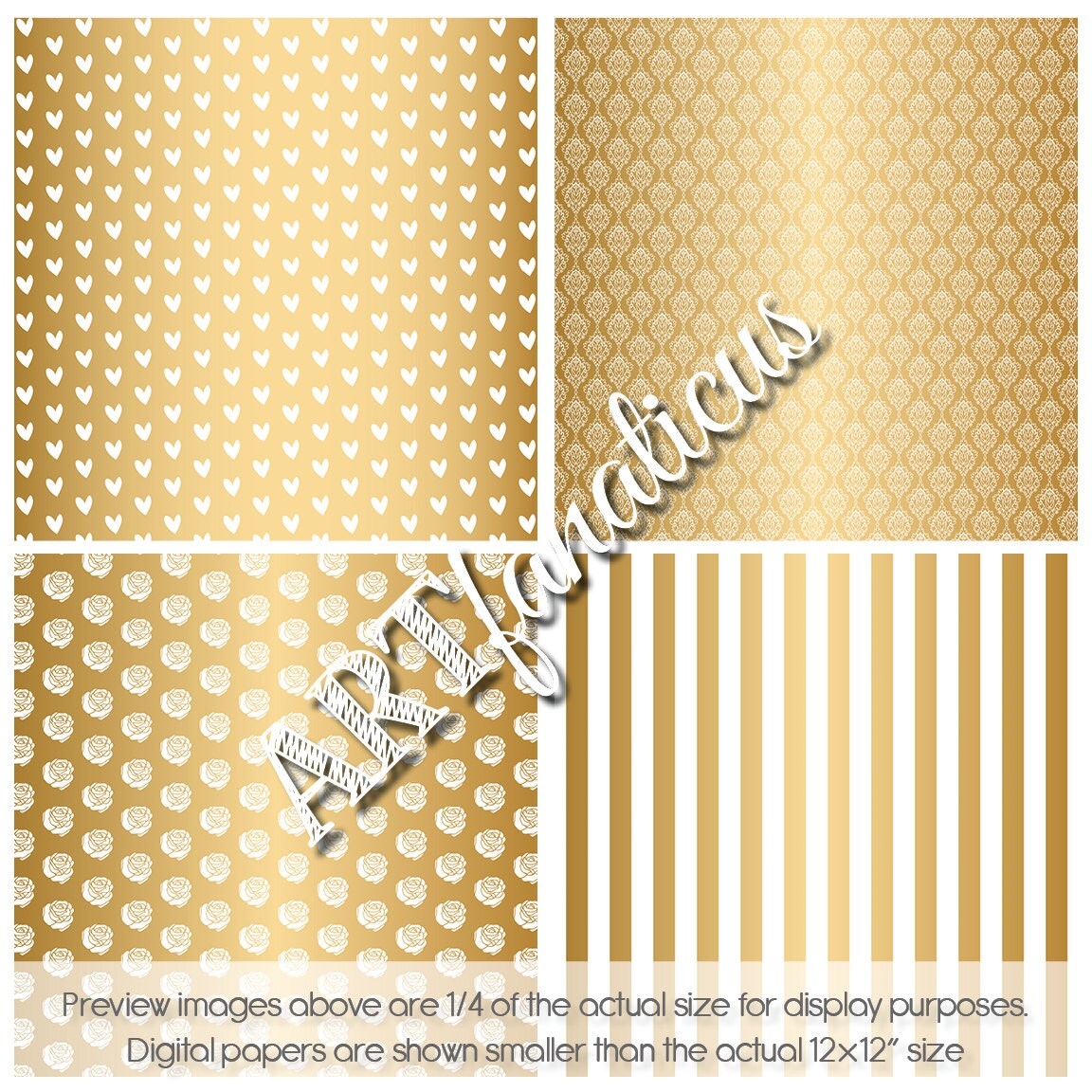 Wedding Digital Papers "wedding Gold" Gold Background, Floral, Roses ...