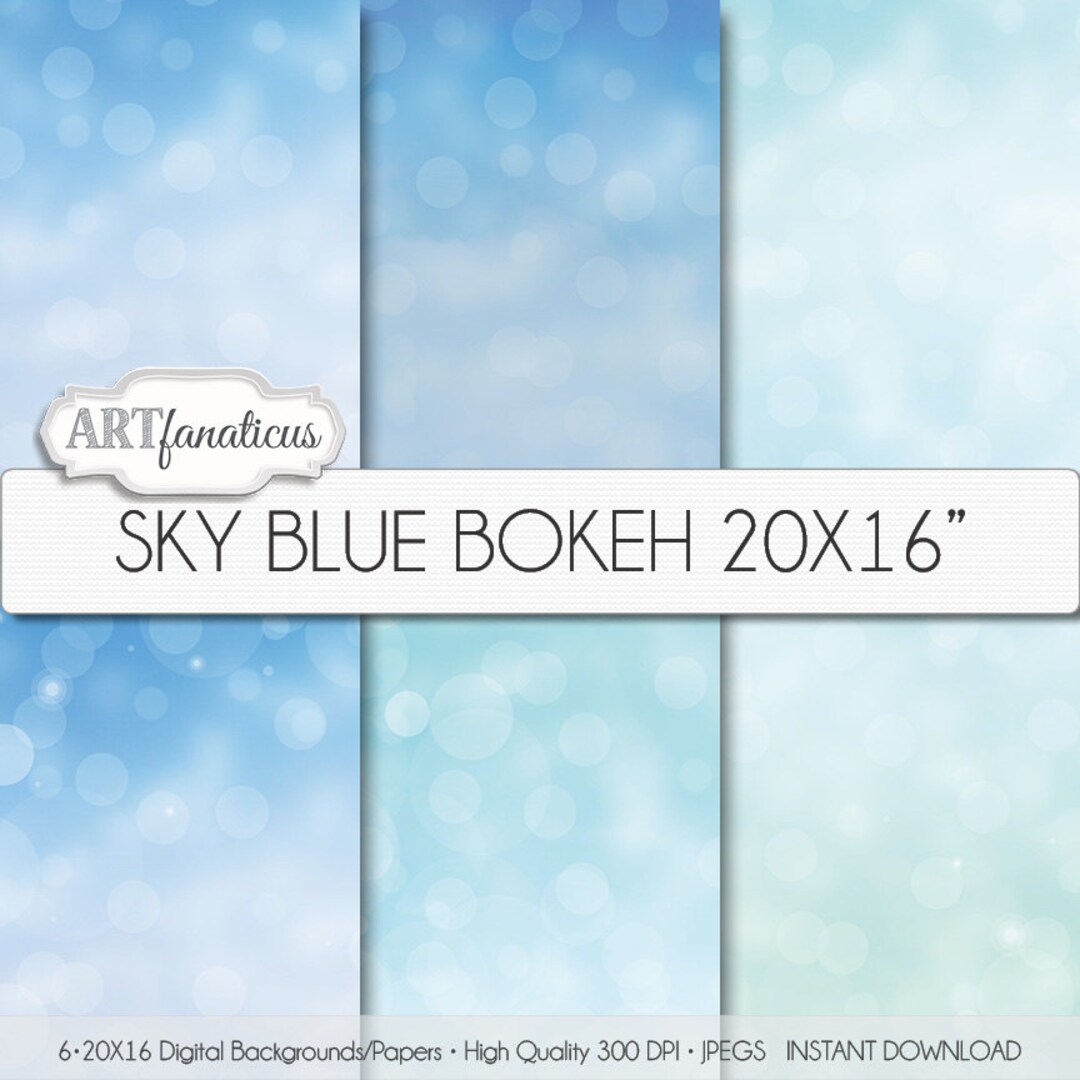 20x16 Bokeh Digital Papers "sky BLUE Bokeh" Bokeh Overlay, Blue, Sky ...